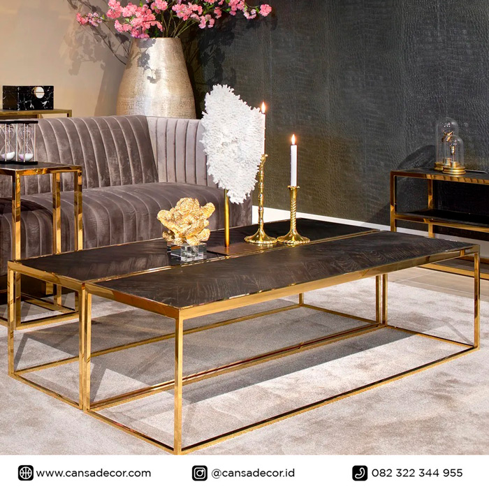 Meja Kopi Gold Kayu Jati Modern - cansadecor | Jual Furnitur Cantik